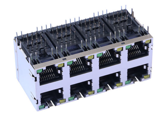 XFGIGH-STKVDGY8-4 2x4 双层 8口RJ45插座 八口带灯带弹 千兆 RJ45带屏蔽 LPJG47561AENL