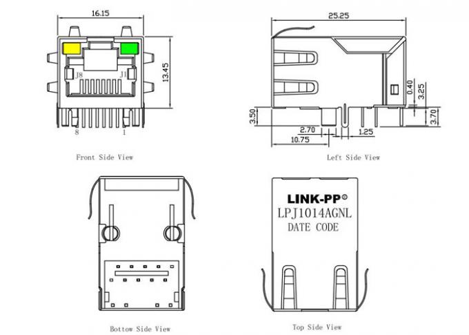LPJ1014AGNL 百兆单口RJ45网络连接器 原装替代 MIC24111-0101T-LF3