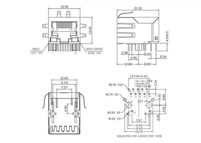 LPJG0803A27NL Rj45千兆-直插 网口-屏蔽弹片 原装兼容 RB1-1Q9BAK1A